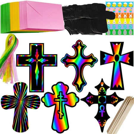 30 Set Scratch Cross Ornaments Art Rainbow Magic Scratch Cross ...