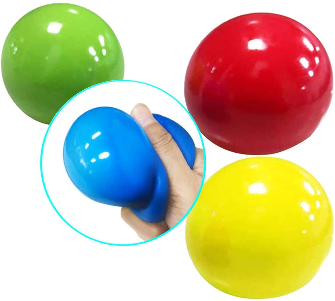 COUTEXYI Sticky Wall Ball Set, 4 PCS Fun Relieving Pressure Squeeze ...