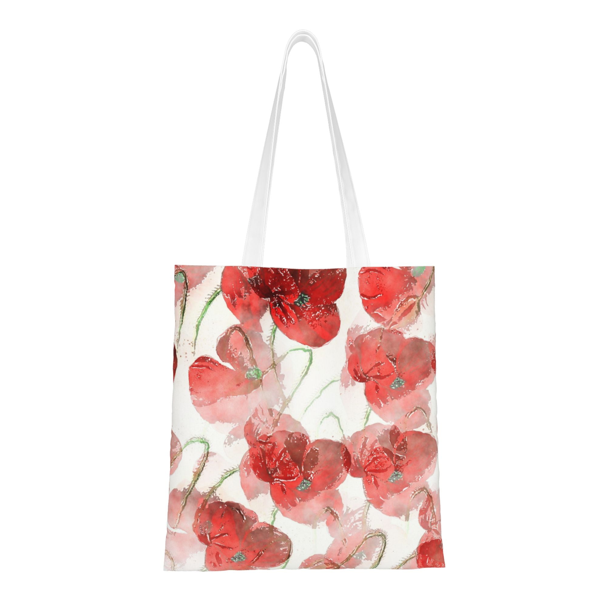 YFYANG Reusable Cotton Canvas Tote Shopping Bag, Red Flower Oil ...