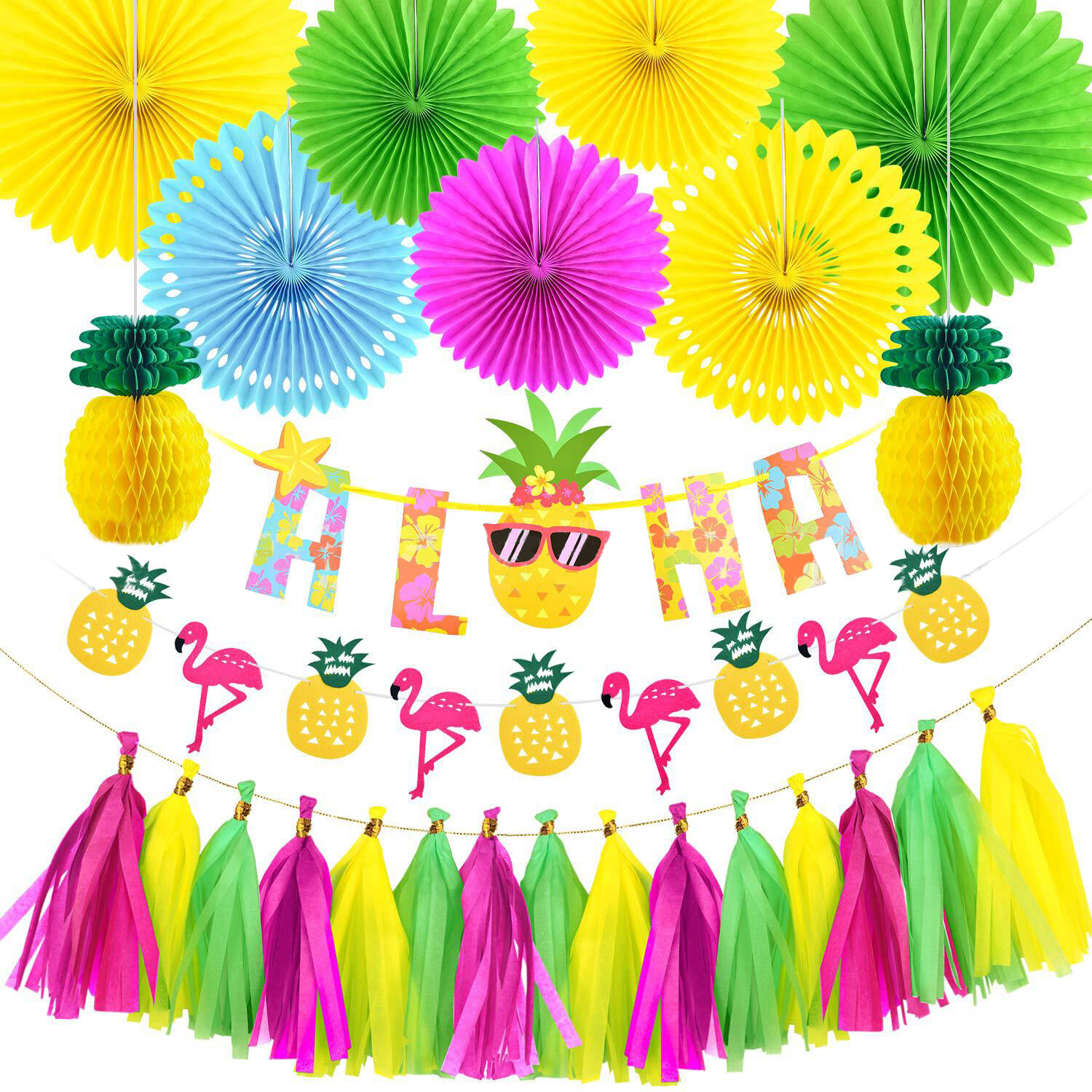 Happy Hawaii Tropical Theme Birthday Party Decoration Pineapple ...