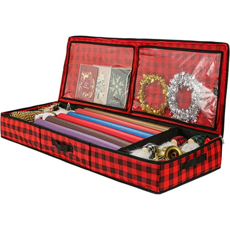 XBRW Wrapping Paper Storage Containers [1-Pack], Holiday Xmas Gift Wrap ...