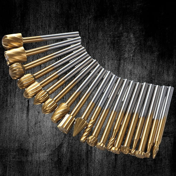 20PCS HSS Rotary Burrs for Wood Carving Burr Drill Bit Set 1/8" for ...