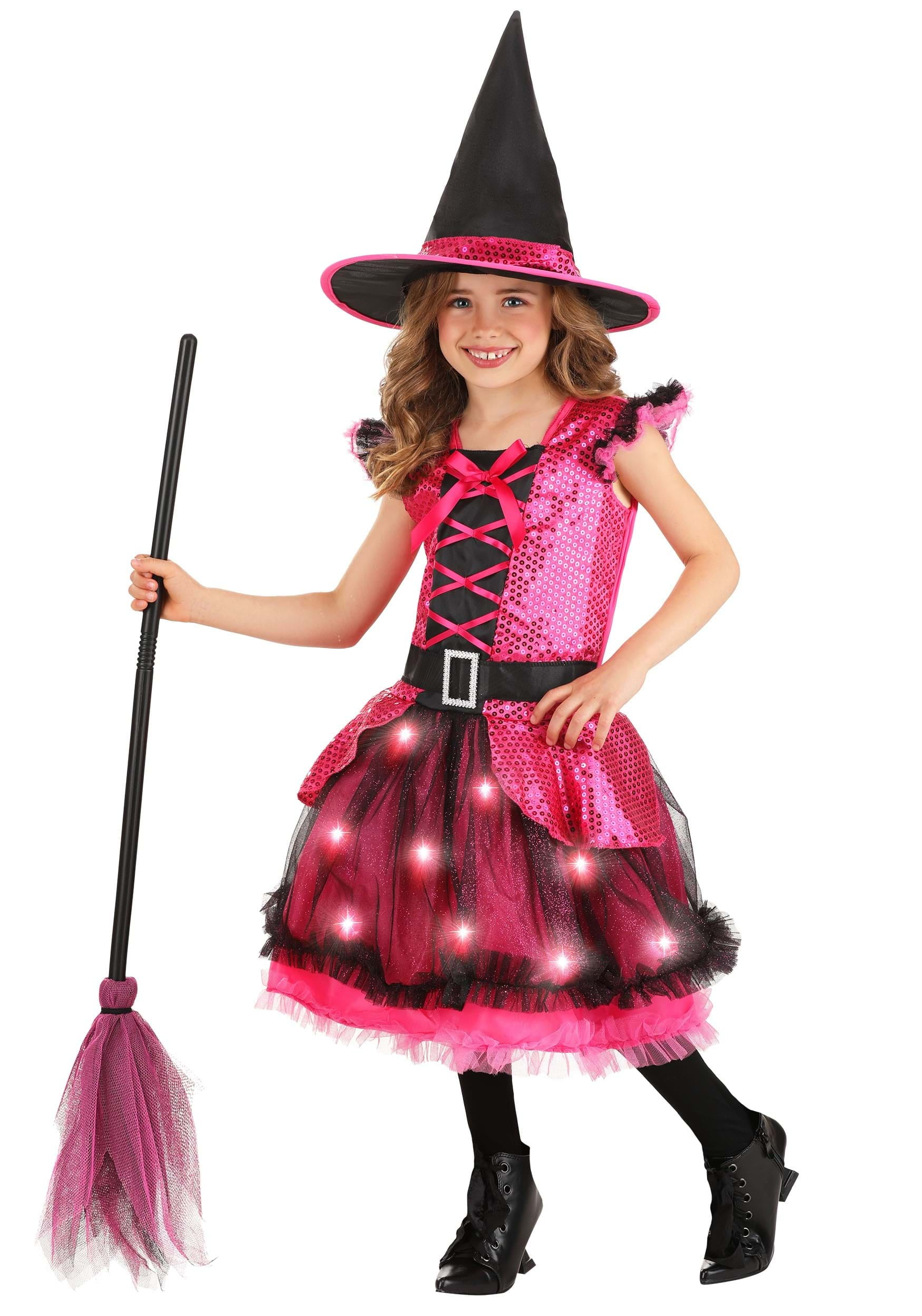 Girls Pink Light Up Witch - Walmart.com