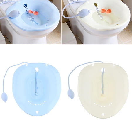 2 Pieces Toilet Sitz Bath Tub Hip Basin with Flusher fo Hemorrhoids ...