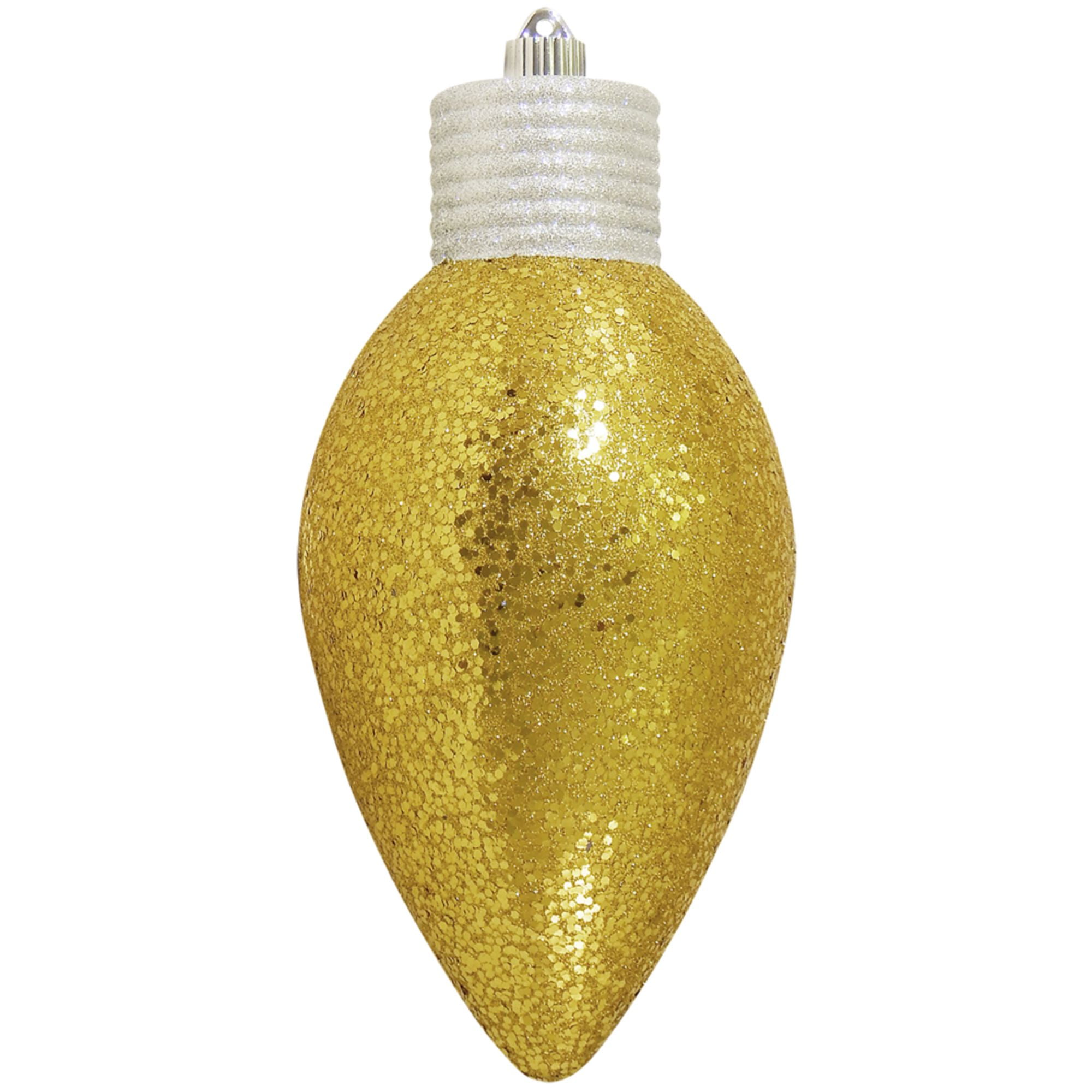 12" Gold and Silver Shatterproof Glitter C9 Light Bulb Christmas ...