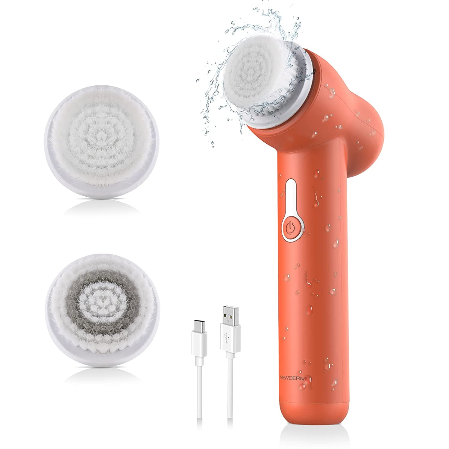 NEWDERMO Facial Cleansing Brush - Face Spin Rotating Scrubber 2 Brush ...