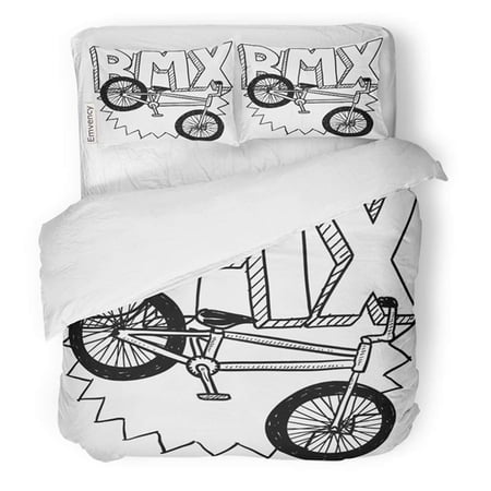 POGLIP 3 Piece Bedding Set Sketch Doodle BMX Bike Sports Includes Text ...