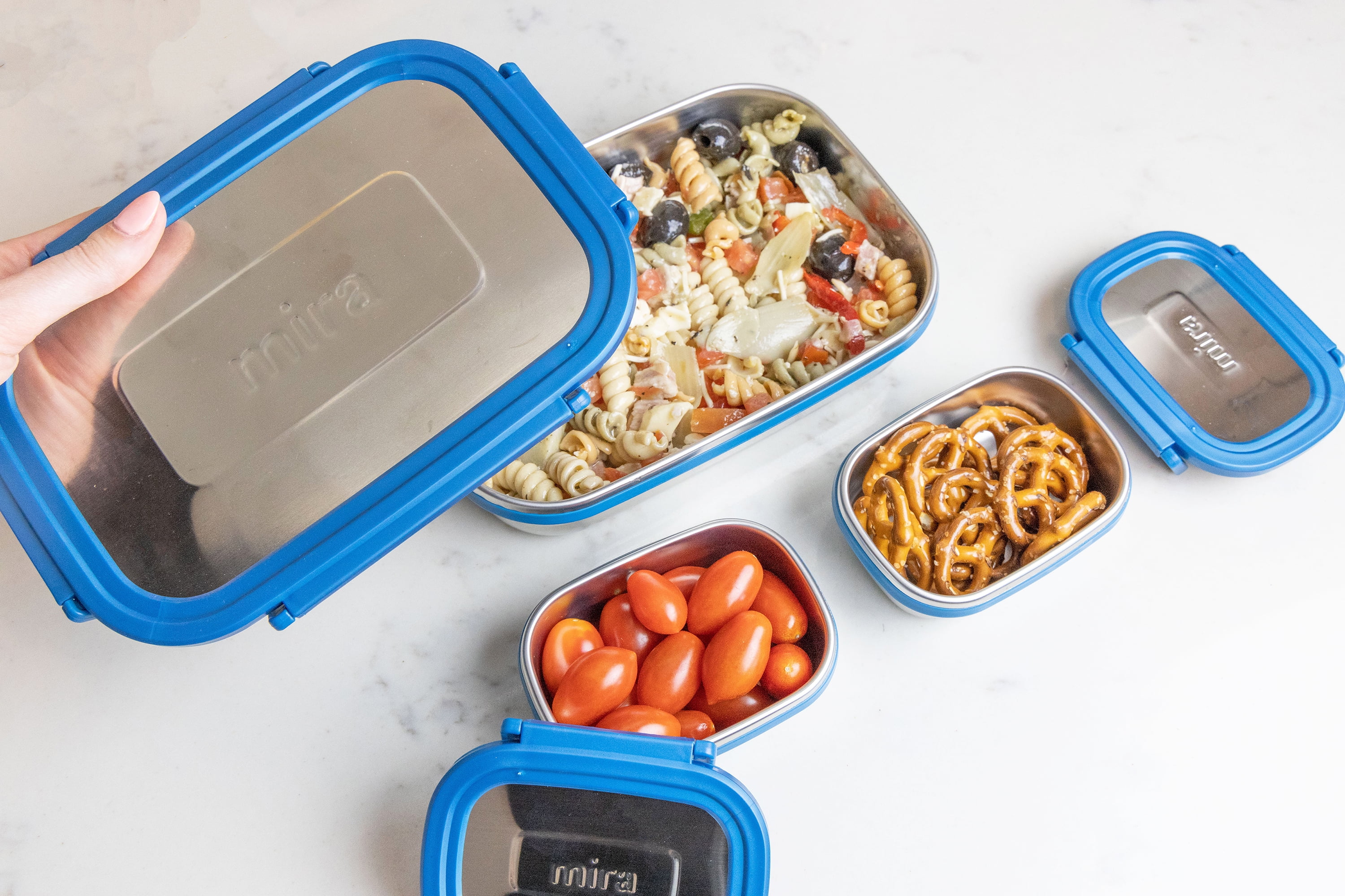 Buy MIRA 20oz Stainless Steel Lunch Container with Two 6oz Snack ...