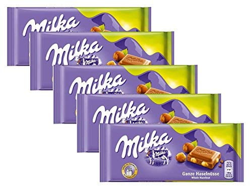 Milka Milk Chocolate with Whole Hazelnuts, 100g (PACK OF 5) - Walmart.com