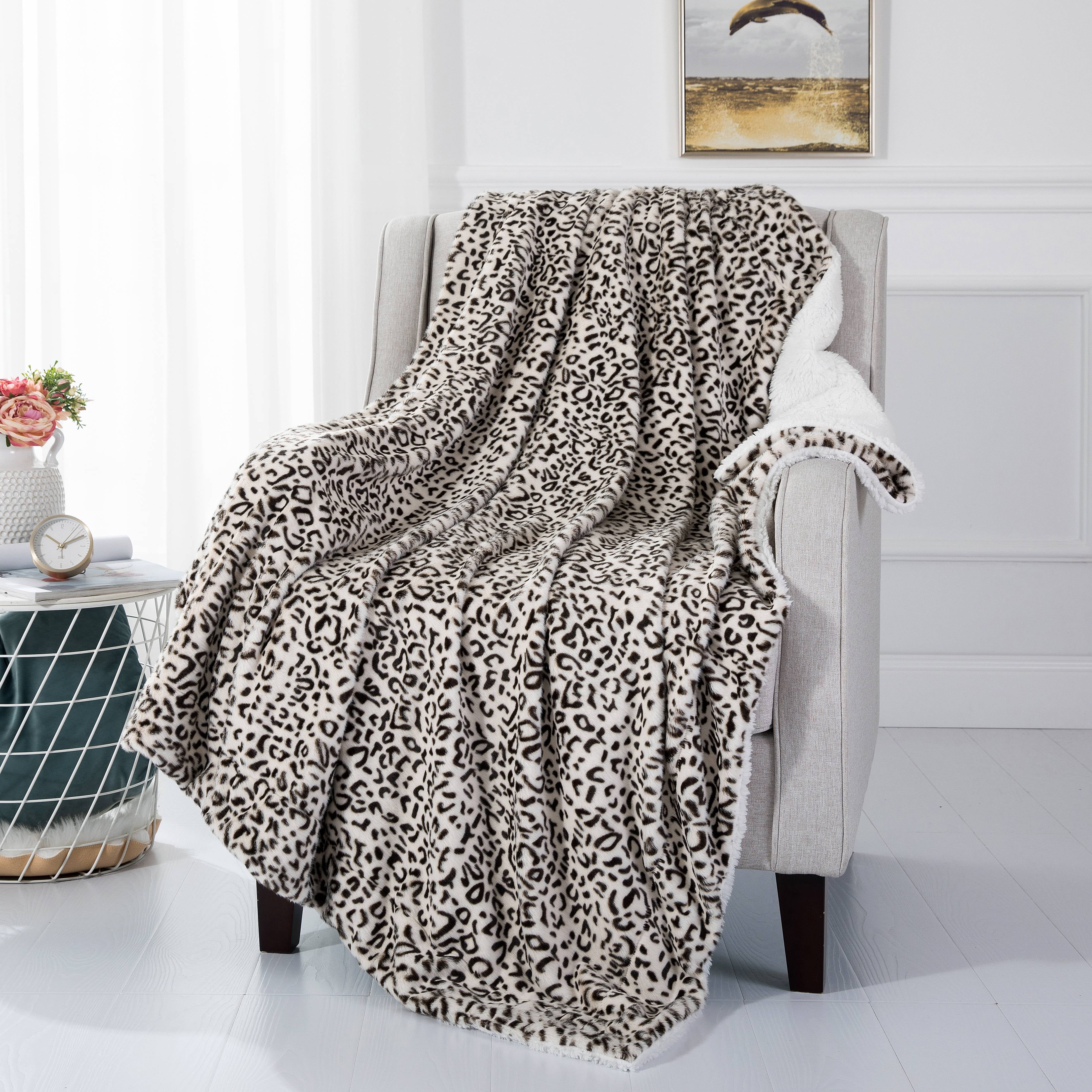 Home Soft Things Faux Fur Snow Leopard Throw - Snow Leopard - 50"X60 ...