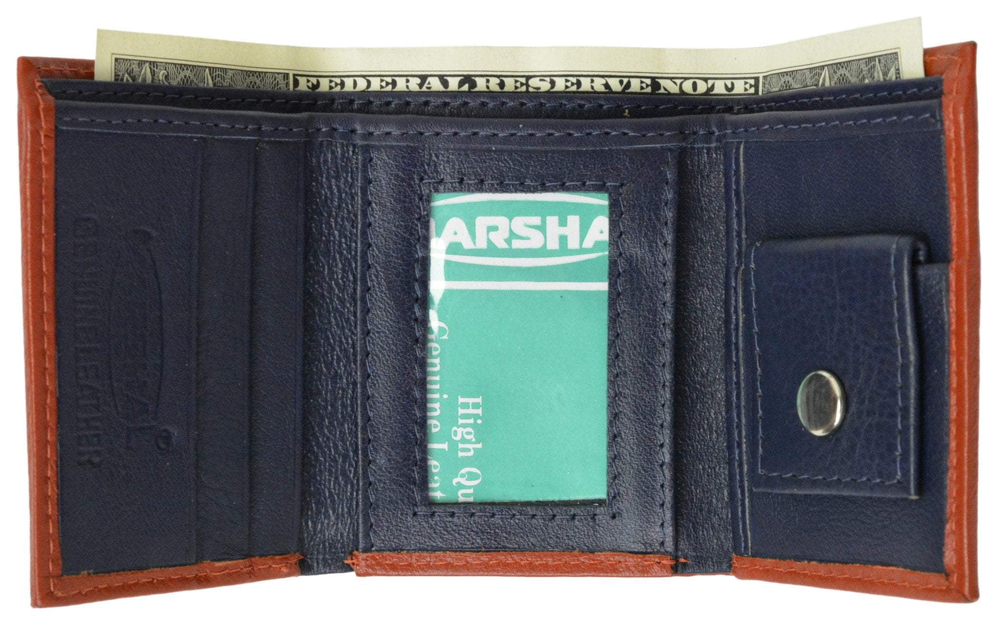 Premium Soft Leather Childrens Trifold Wallet Kids Bicolor Wallet Gift ...