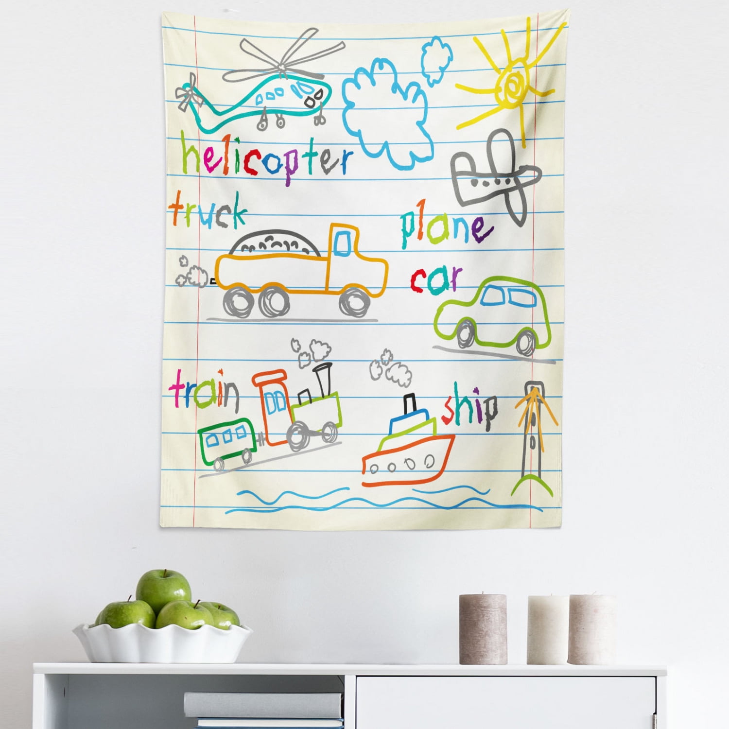 Science Tapestry, s Drawing of Colorful Transport Notebook Page ...