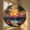 Coastal Beach Landscape Suncatcher – Faux Stained Glass Window Art ...