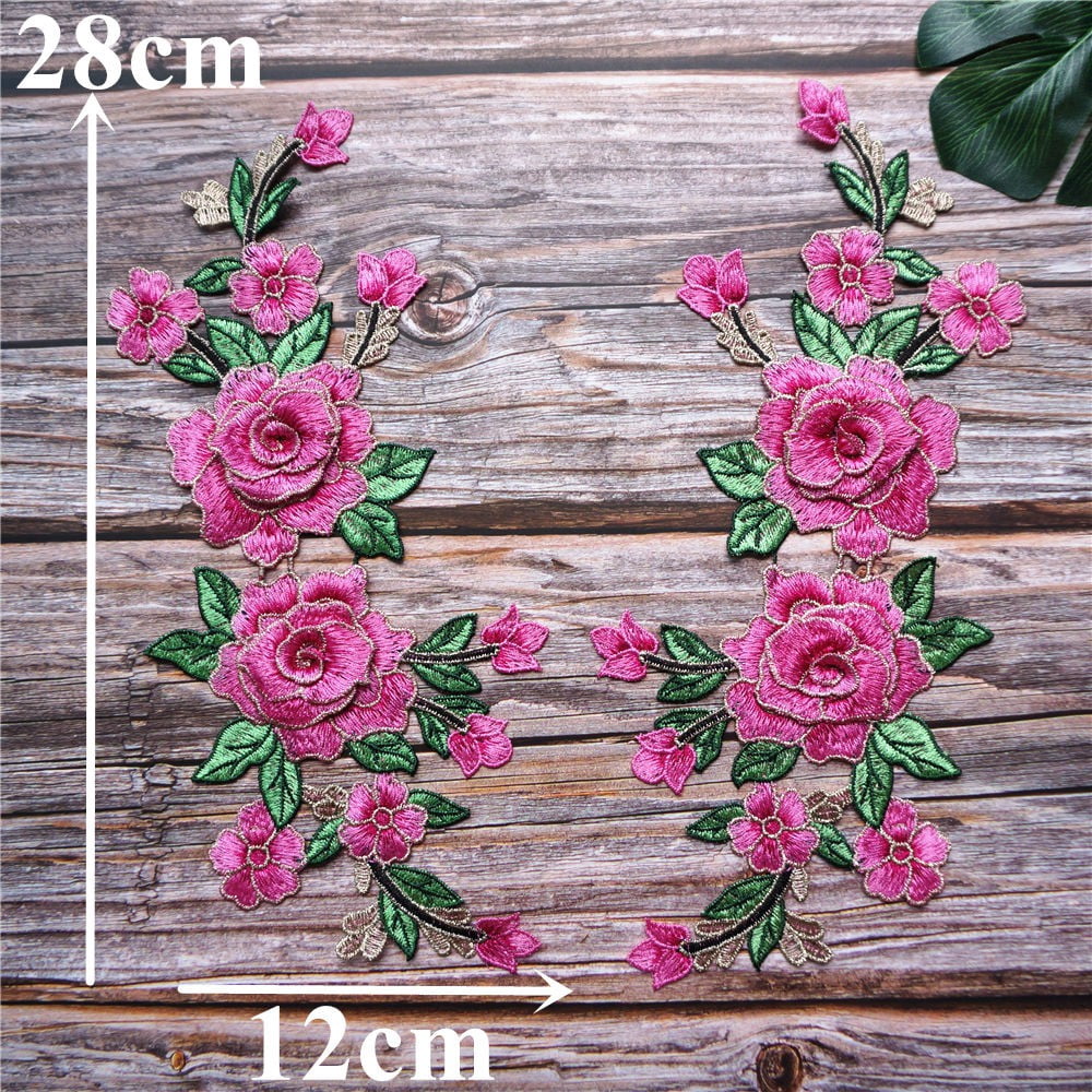 LingStar 2 Embroidery 3D Rose flower Applique Sewing Lace Fabric Collar ...