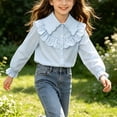 BFHHYA Girls Ruffle Doll Collar Blouses Long Sleeve Button Down Shirt ...