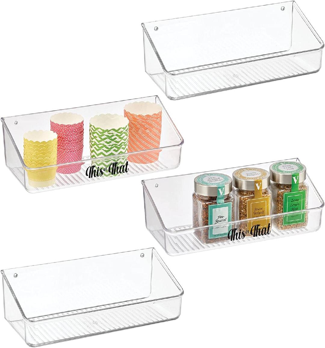 Wall Mount Cabinet Storage Organizer Tray Bin - Modern Plastic Wide ...