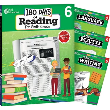180 Days of Reading for K-6, Set of 7 Assorted Reading Workbooks, One ...