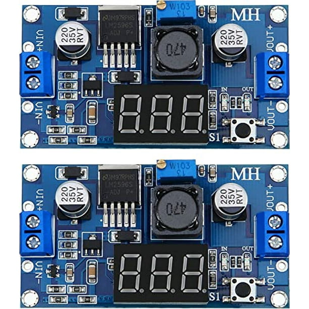 ShenMo LM2596 2-Part DC-DC Adjustable Step-Down Module with Digital Voltmeter Display LM2596S ...