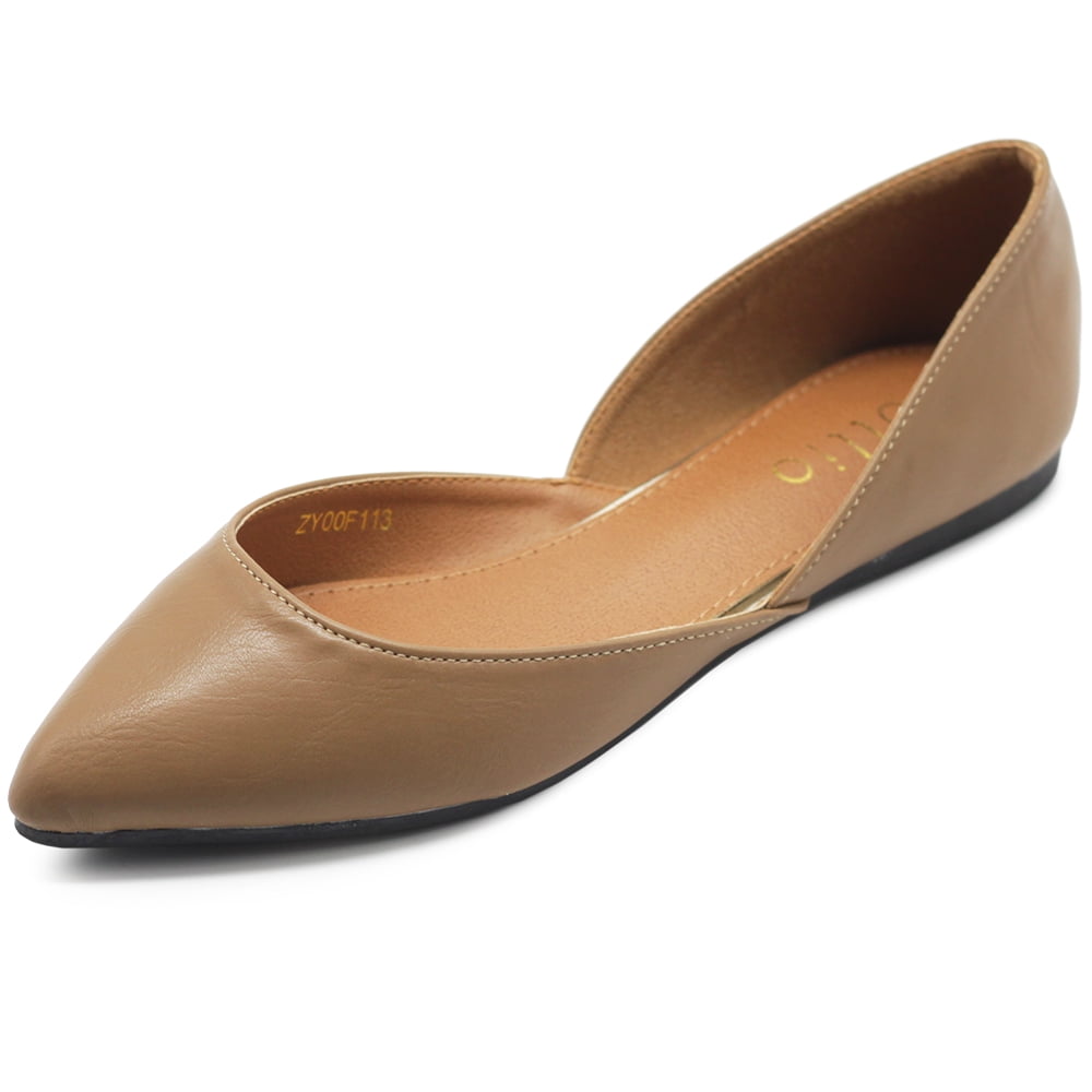 Ollio Women's Shoes Faux Leather Slip On Comfort Light Pointed Toe ...