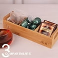 HTB Bamboo Tea Bag Holder, Small Storage Box, 3 Compartment Caddy ...