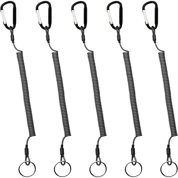 SHAR 5 Pieces Elastic Spiral Key Rings Cord Fishing Rope Retractable ...