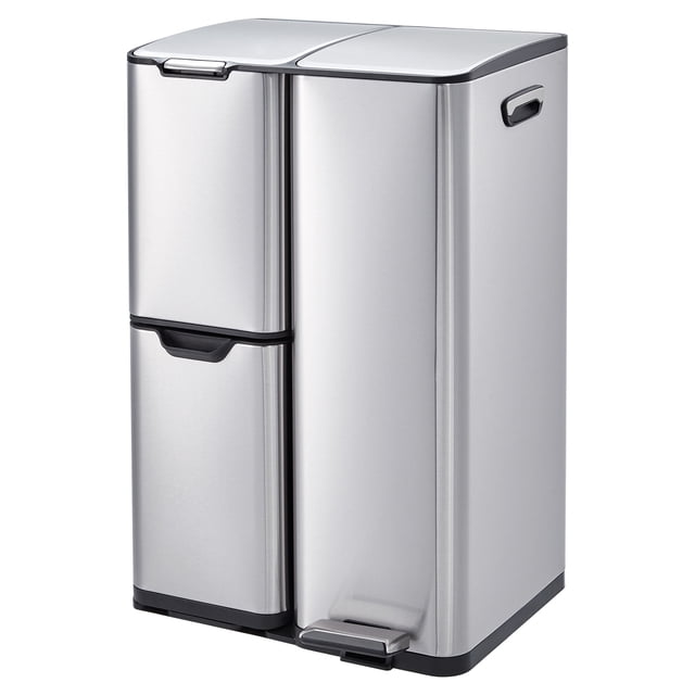 BeesClover 3in1 Trash Can, 16 Gal Triple Compartment Garbage Cans for ...
