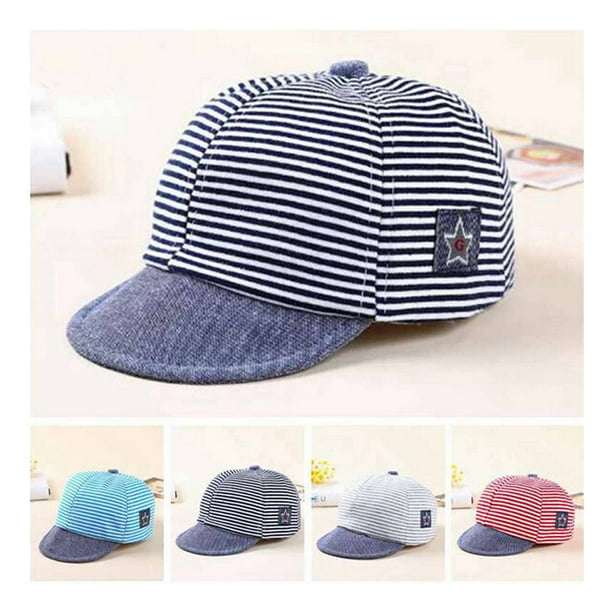 Cute Baby Striped Baseball Cap Summer Cotton Toddler Kids Hats Infant ...