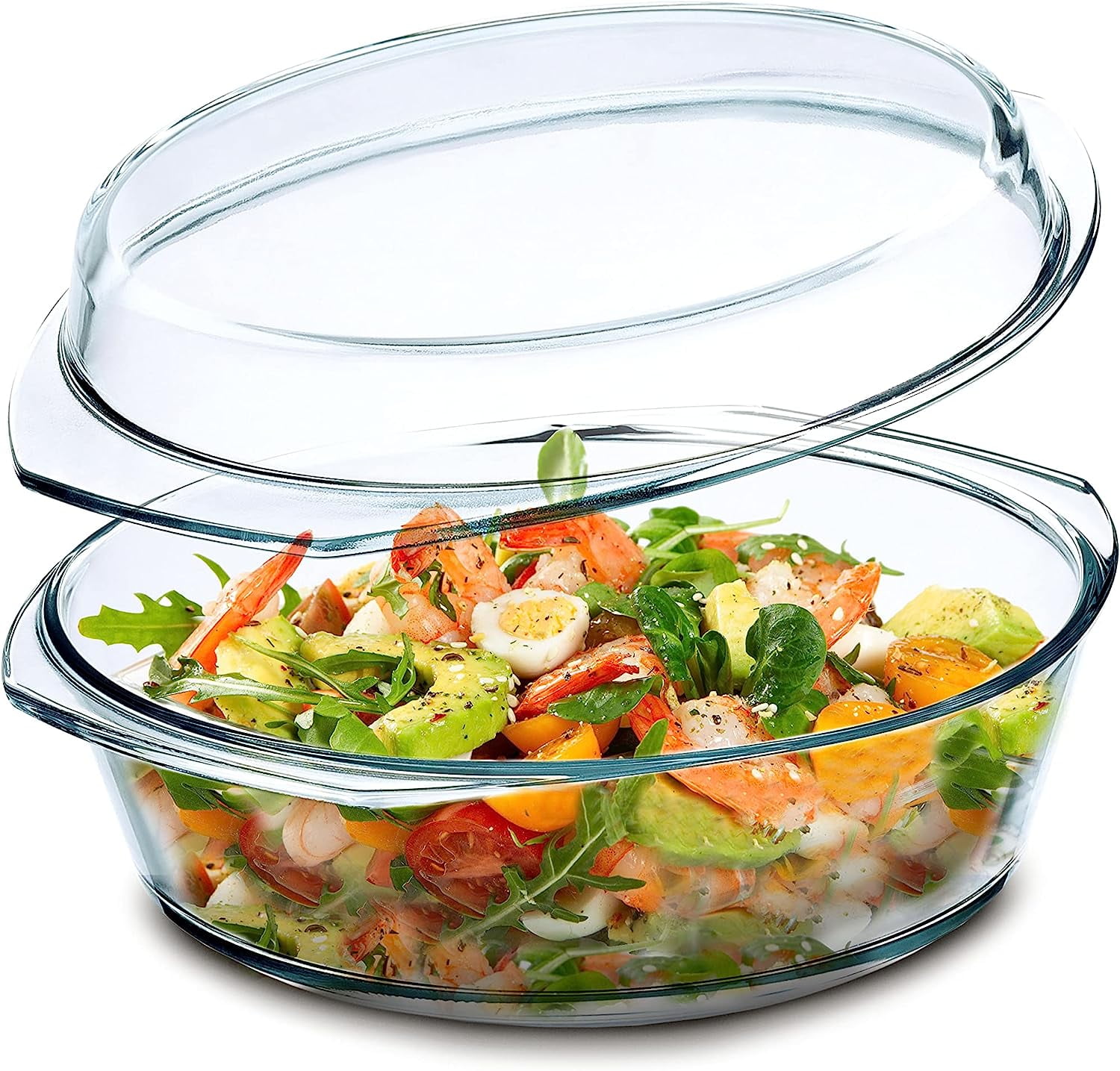 Simax Casserole Dish with Lid Microwave & Oven Safe Clear Glass ...