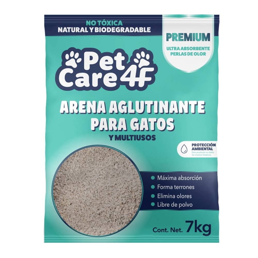 Arena para Gato Pet Care 4f Premium Aglutinante y Multiusos 7 kg ...