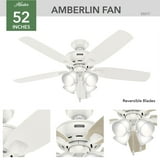 "Hunter Amberlin 52"" Fresh White 5 Blade LED Indoor Ceiling Fan with ...