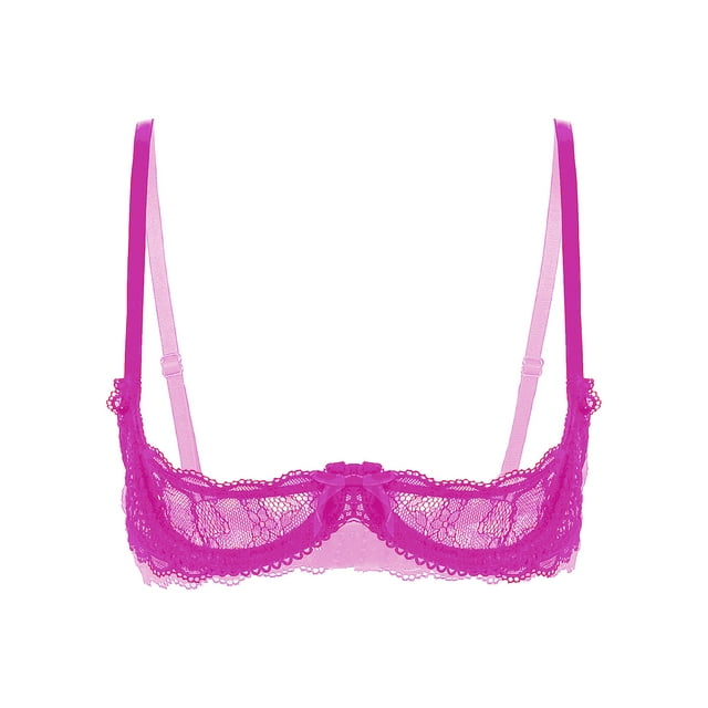 renvena Women's Sheer Lace Lingerie Push Up Underwired Shelf Bra 1/4 ...