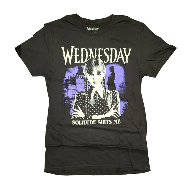 Wednesday Solitude Suits Me Black Graphic T-Shirt - Large - Walmart.com