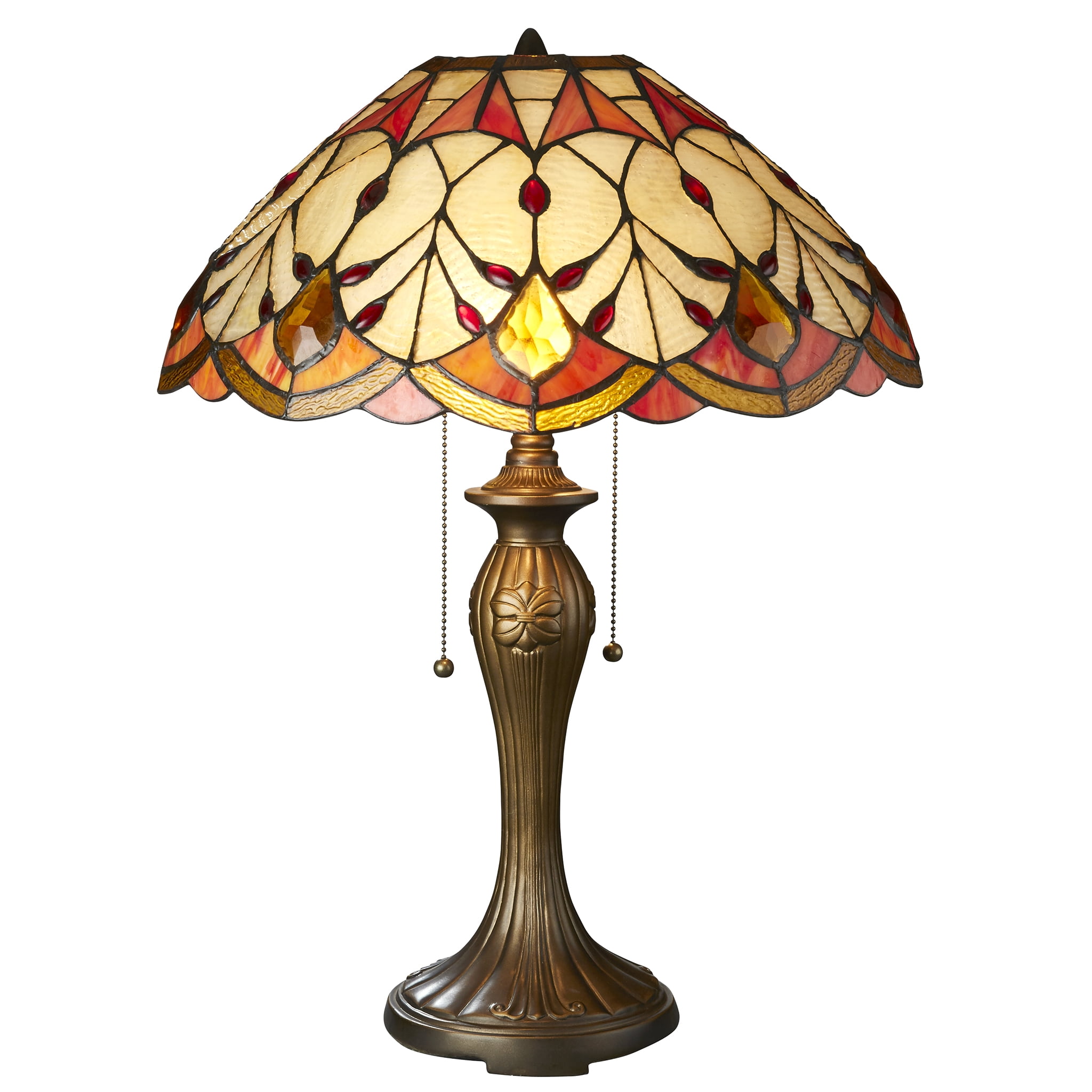 Design Toscano Flowing Buds Tiffany-Style Stained Glass Table Lamp ...