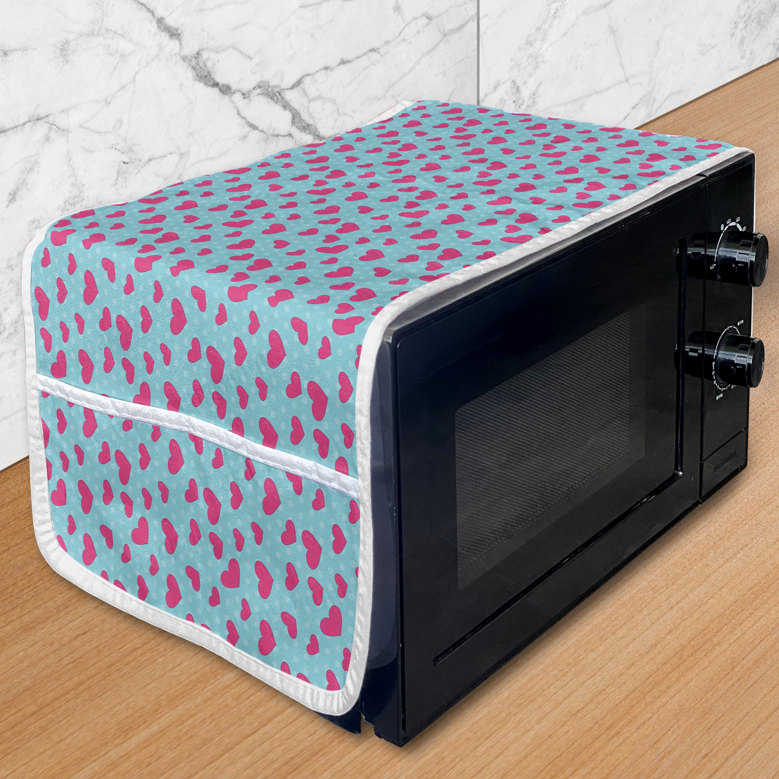 Pop Art Microwave Oven Cover, Retro 50s 60s Style Image with Hearts ...