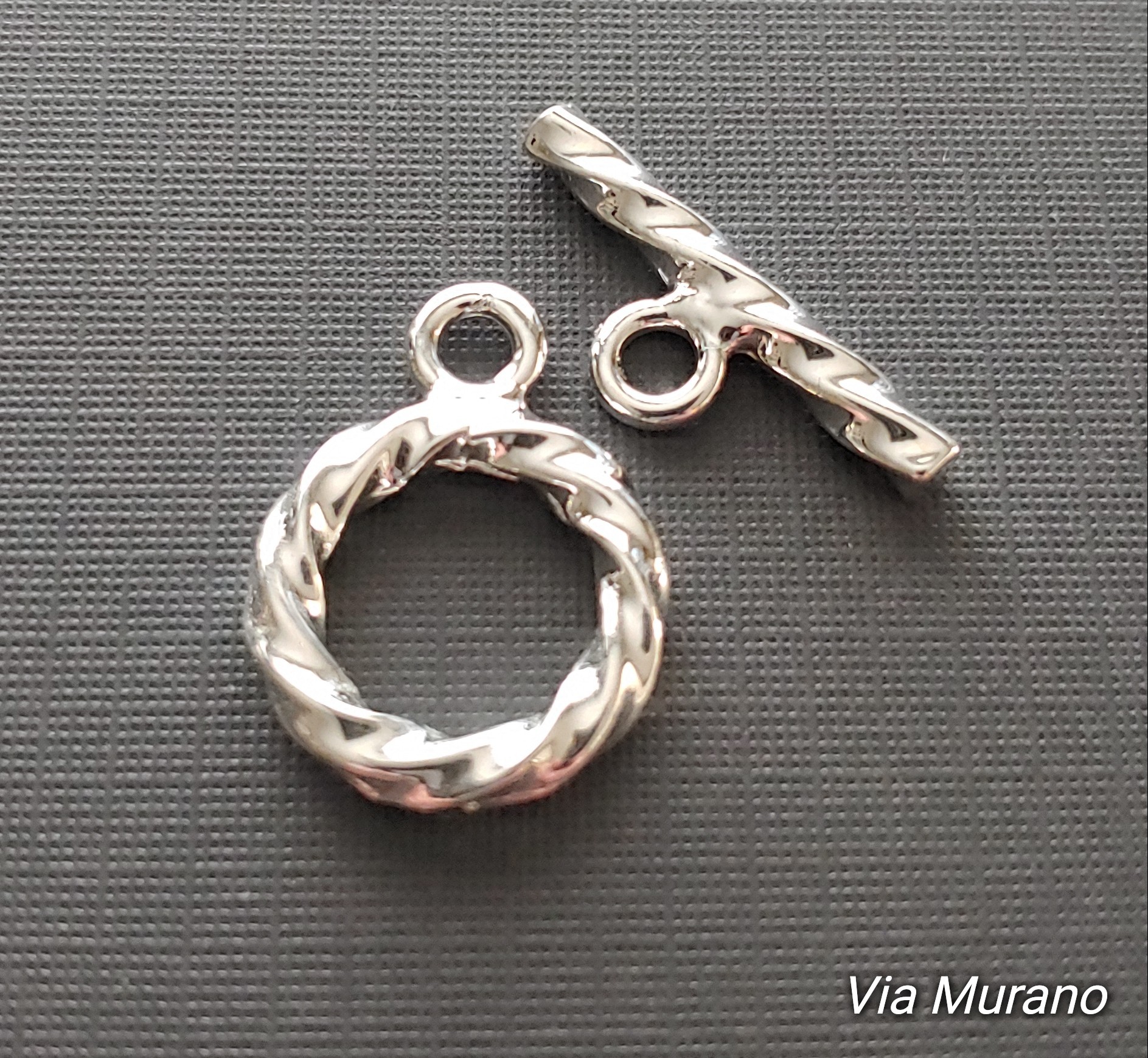 Two Twisted Toggle Rope Clasp in White Silver with 99.9% Pure Silver ...