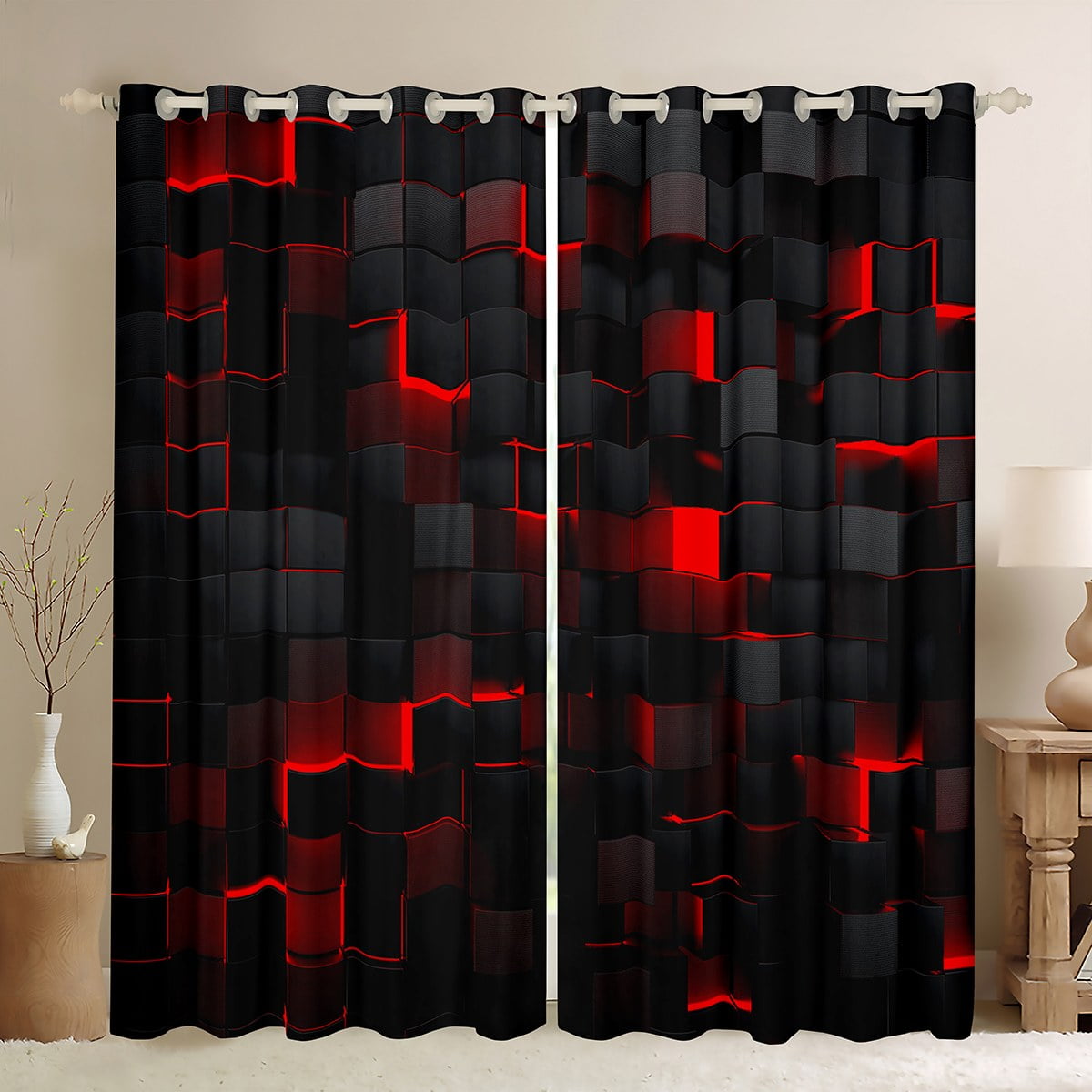 Click here for Yst Red And Black Blackout Curtains For Boys Bedro... prices