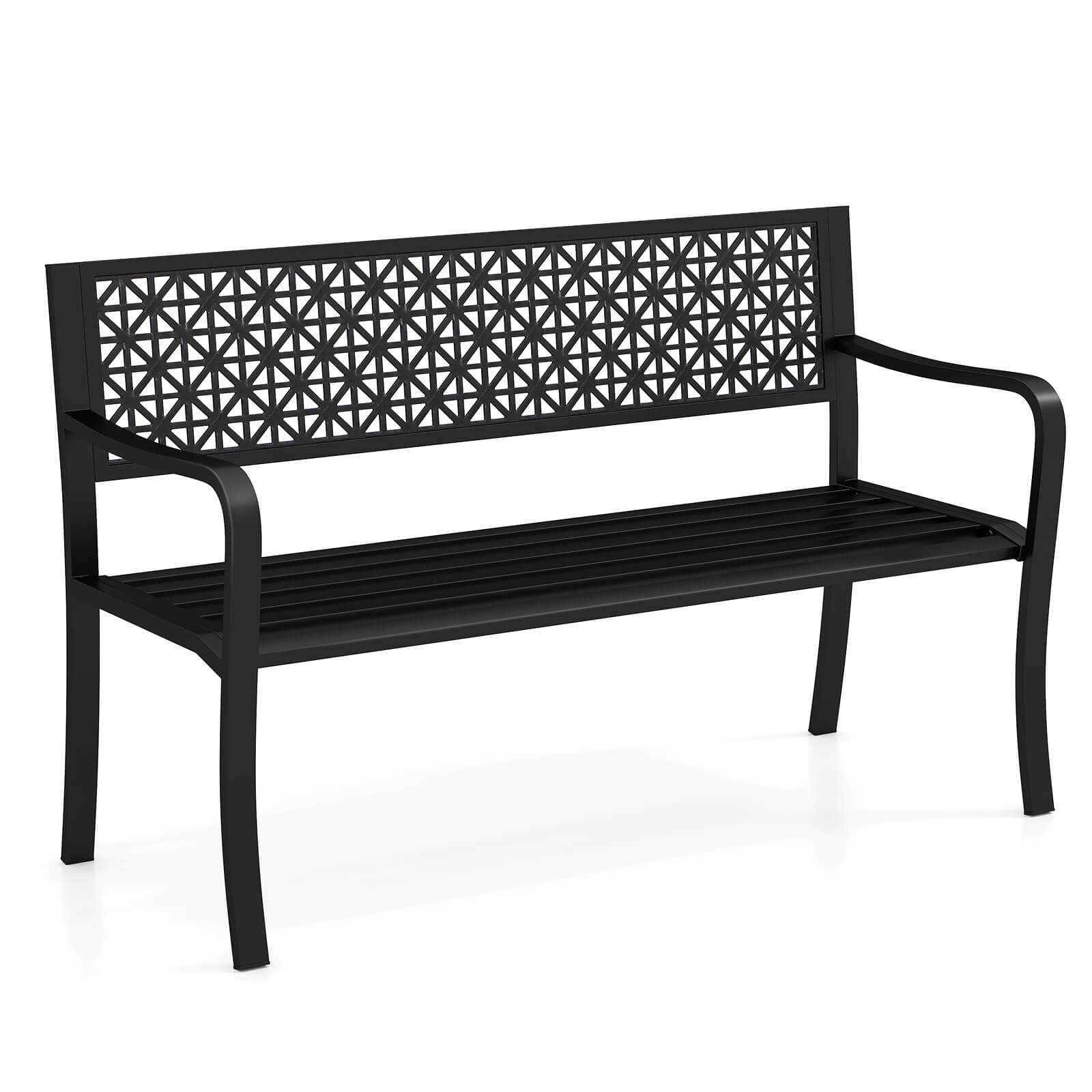 Click here for Costway 50 Garden Bench With Patterned Backrest An... prices