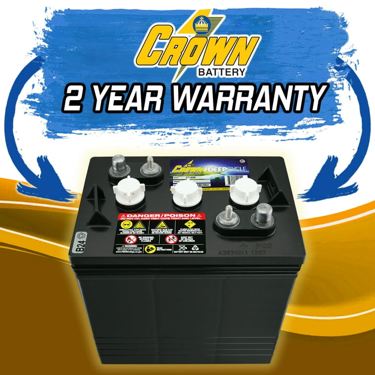 Crown Battery BCI Group GC2 6V 240AH Deep Cycle Golf Cart and Scrubber Battery X2