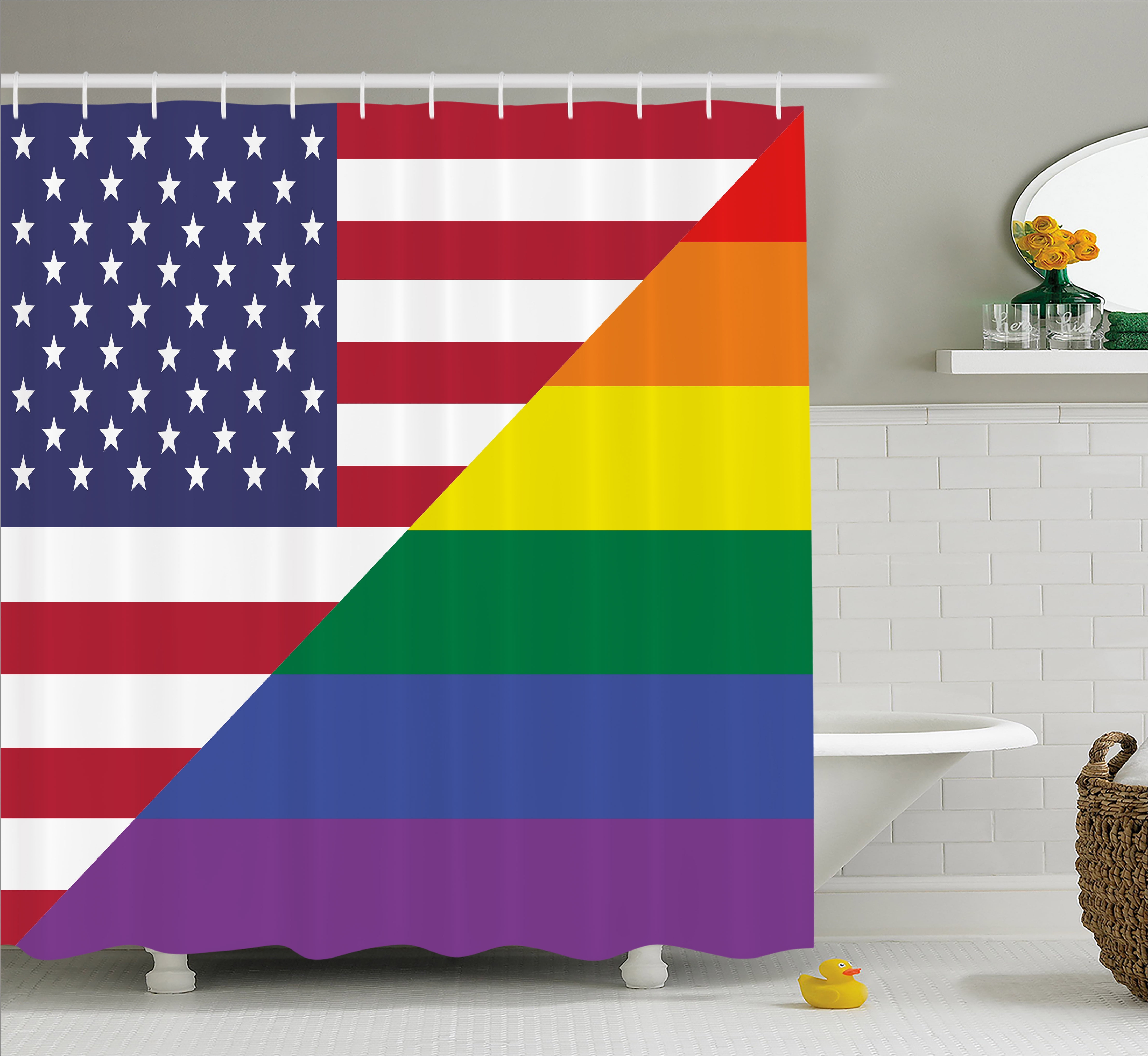 Pride Decorations Shower Curtain Conceptual Flag With American Pride