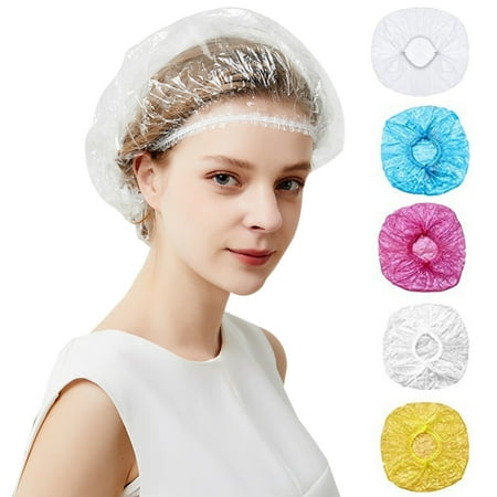 400PCS Shower Cap Waterproof Disposable Plastic Hair Bath Cap Shampoo ...