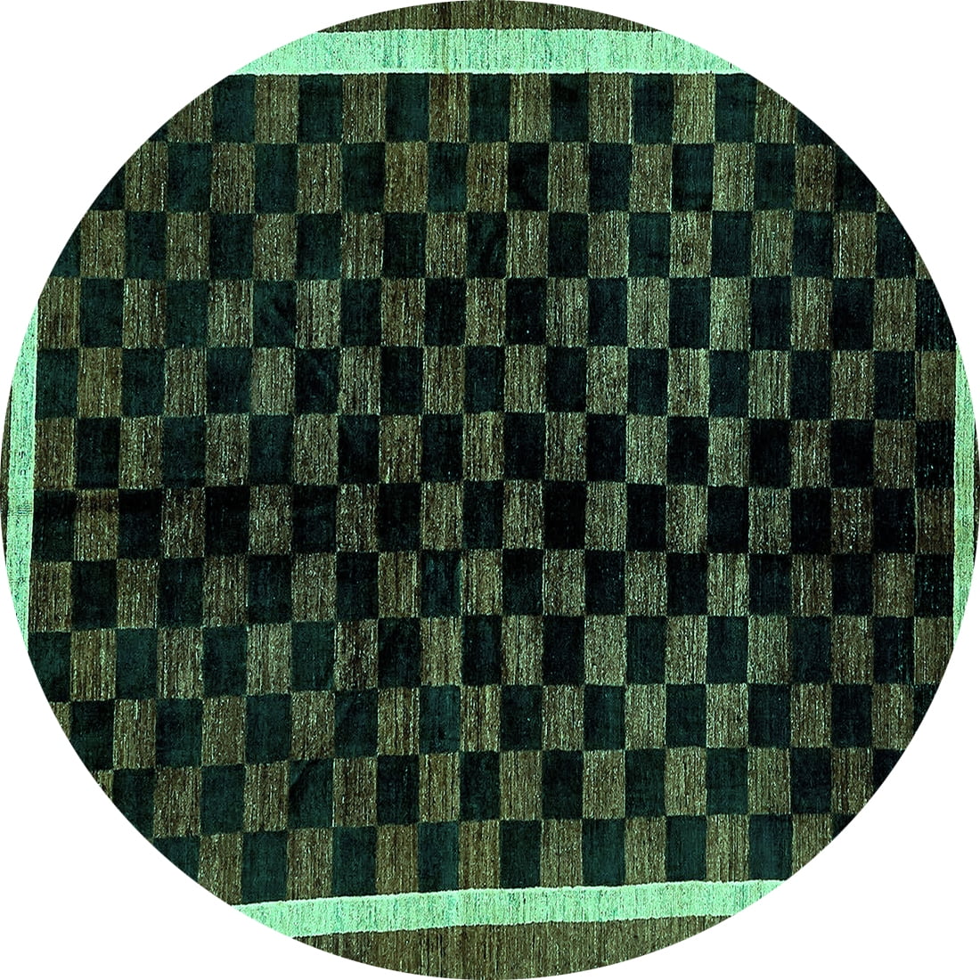 Ahgly Company Indoor Round Checkered Turquoise Blue Modern Area Rugs, 5 ...