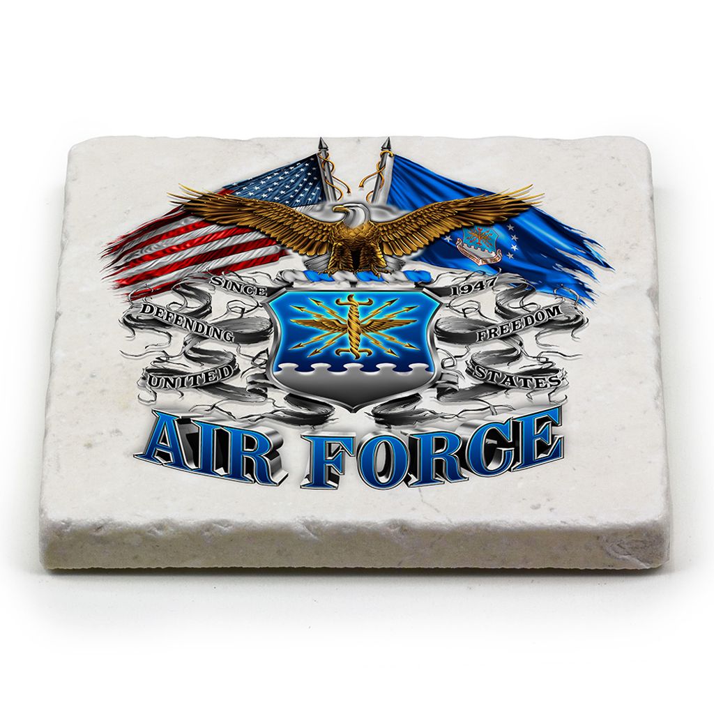 US Air Force Double Flag Air Force Eagle Set of 2 Natural Stone ...