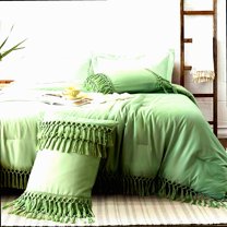 DUOHONG Queen Bedspread 100% Cotton Farmhouse Reversible Bedding Set, Beige/Brown/Grey, 102"W x ...