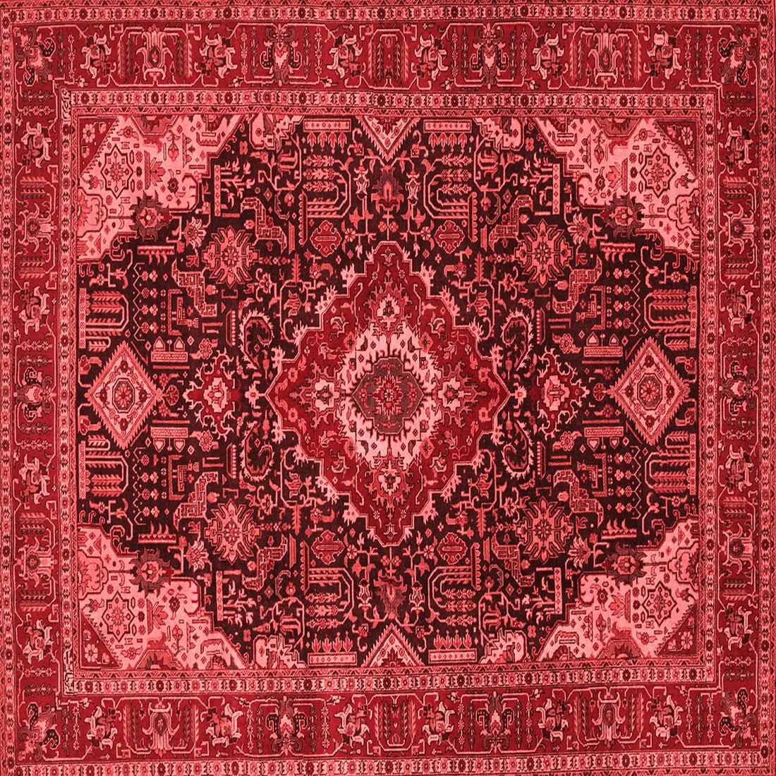 Ahgly Company Indoor Square Medallion Red Traditional Area Rugs, 5 ...