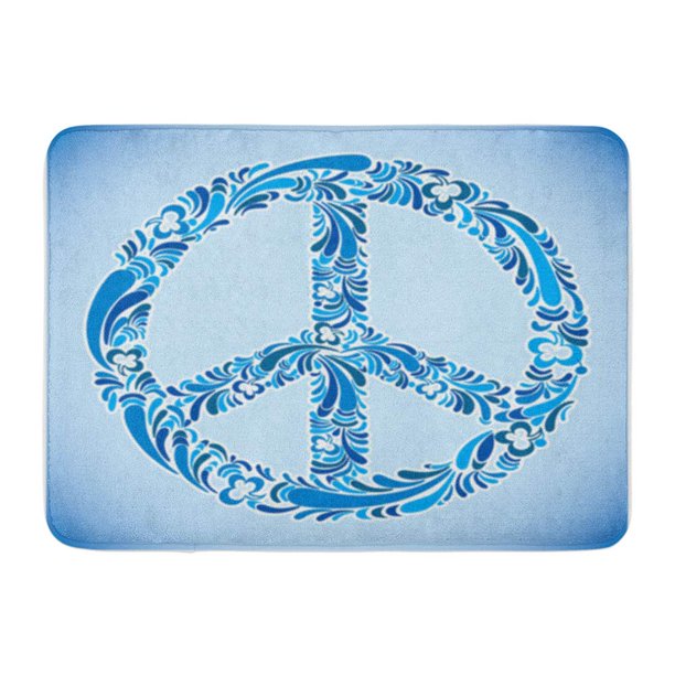 SIDONKU Blue Abstract Peace Sign Colorful Antiwar Artistic Doormat ...