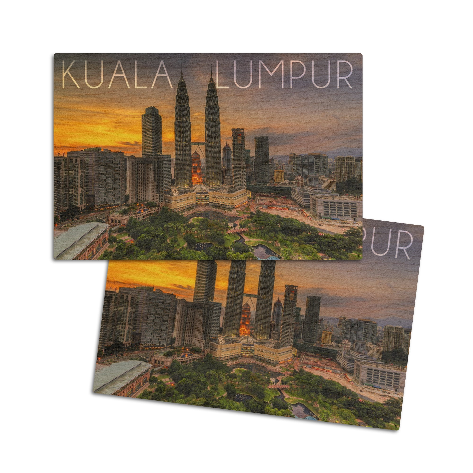 Kuala Lumpur, Malaysia, Skyline at Sunset (4x6 Birch Wood Postcards, 2 ...