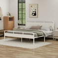 NNV Metal Platform King Size Bed Frame with Velvet Upholstered ...
