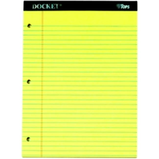 TOPS 63430 Docket Legal Pad legal rule canary 3-hole punched side rigid ...
