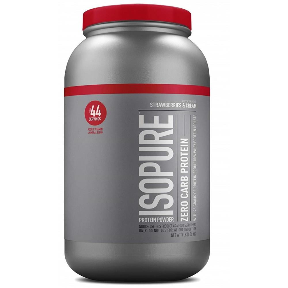 Isopure Zero Carb Protein Powder, Strawberries & Cream, 25g Protein, 3 ...