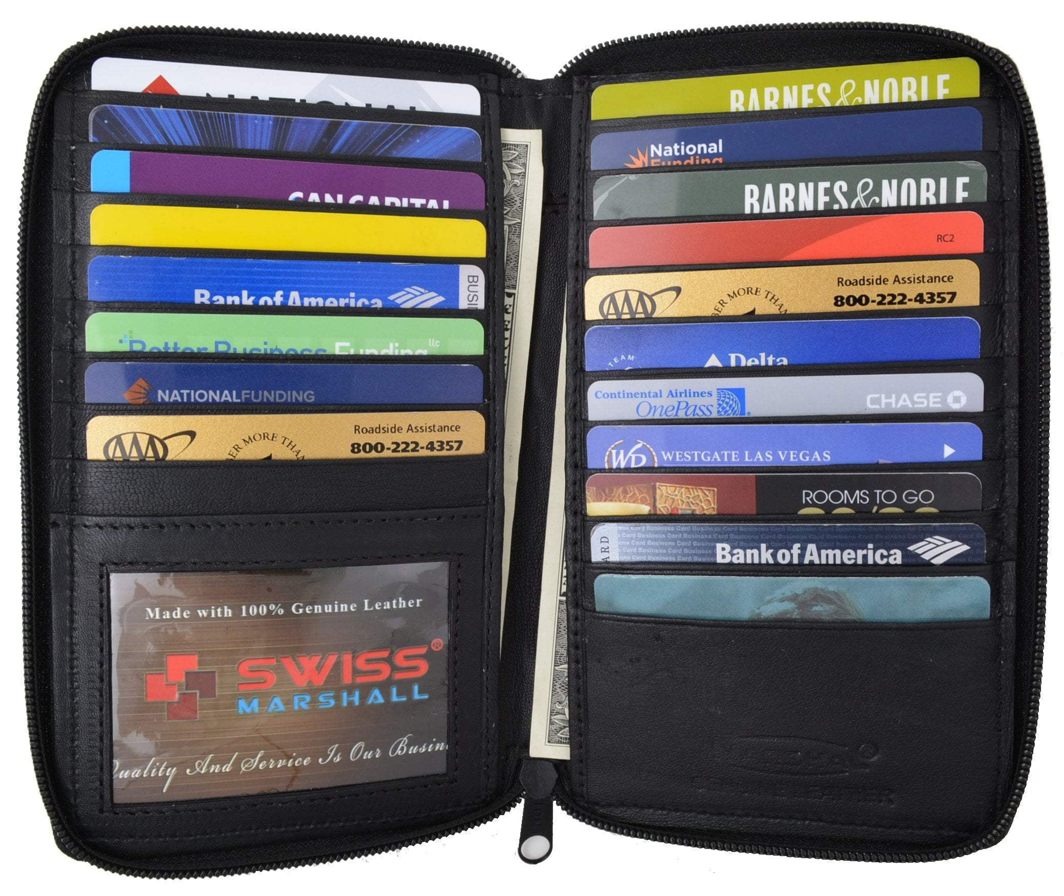 Swiss Marshal RFID Blocking Premium Genuine Leather Long Zip Around ...